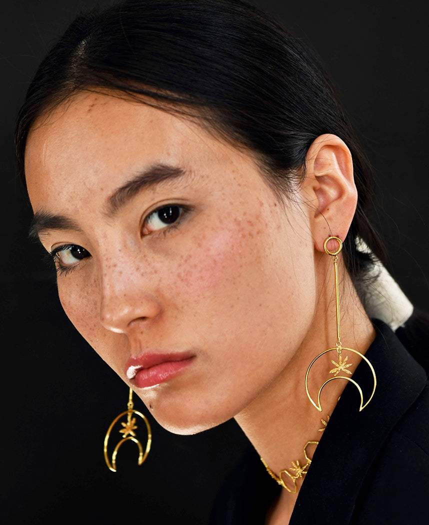 Linear Moon Earrings – NETE.IN